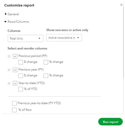 run profit and loss report or income statement in quickbooks online