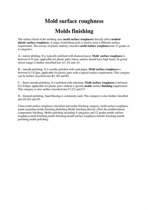Pdf Mold Surface Roughness Dokumen Tips