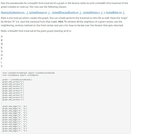 Solved Use The Pseudocode For A Breadth First Traversal Of A