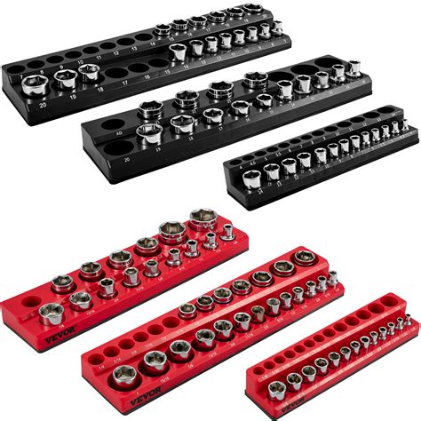 Vevor 6 Pack Metric And Sae Magnetic Socket Organizers 12 Inch 38