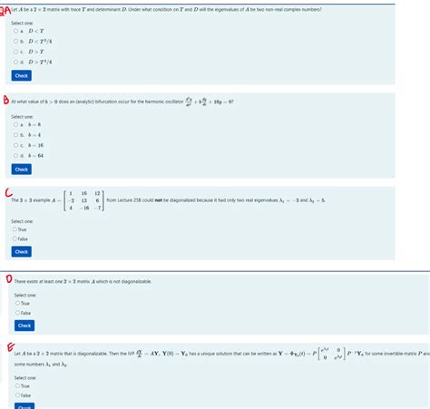 Solved A Let A Be A Matrix With Trace T And Determinant Chegg