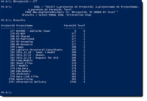 howto get projectwise folder paths with the dsql getsubfolders sql