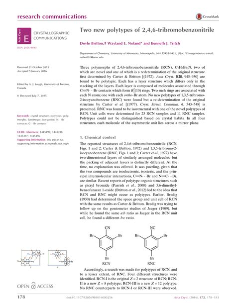 Pdf Two New Polytypes Of 2 4 6 Tribromobenzonitrile