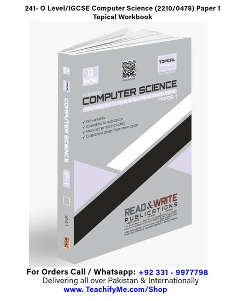 O Level Igcse Computer Science 22100478 P1 Topical Work Book With
