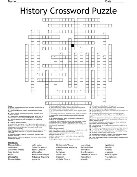 History Crossword Puzzle Wordmint