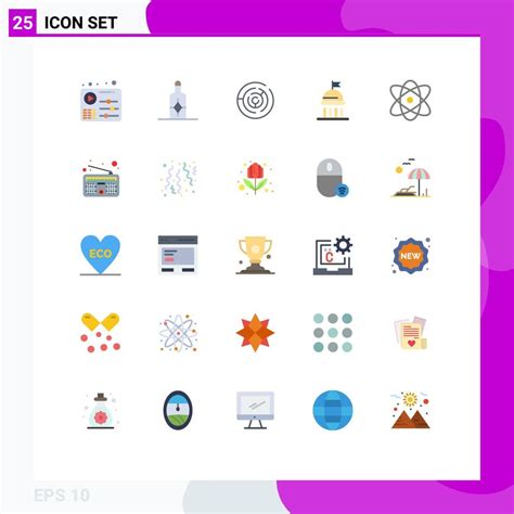 Set Of 25 Modern Ui Icons Symbols Signs For Physics Atom Circle Maze Vote Political Editable