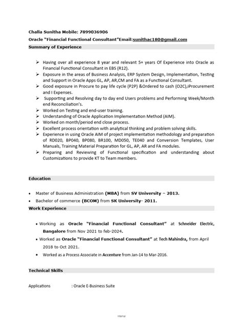 Challa Sunithaupdated Download Free Pdf Oracle Corporation