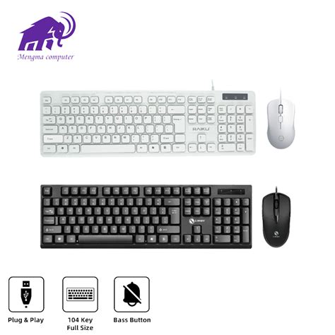Jual Ma Keyboard And Mouse Set Kabel Usb Portable 104 Key Full Size Office Wired Keyboard For Pc