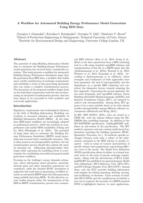 Pdf A Workflow For Automated Building Energy Performance Model