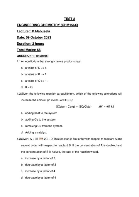 TEST This Cover Engineering Chemistry For A Year Cours TEST ENGINEERING CHEMISTRY