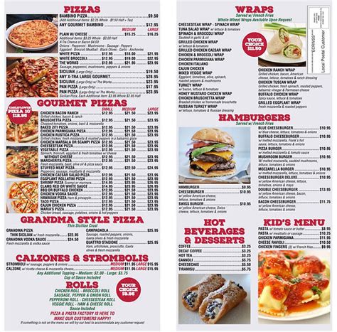Menu | Pizza Pasta Factory