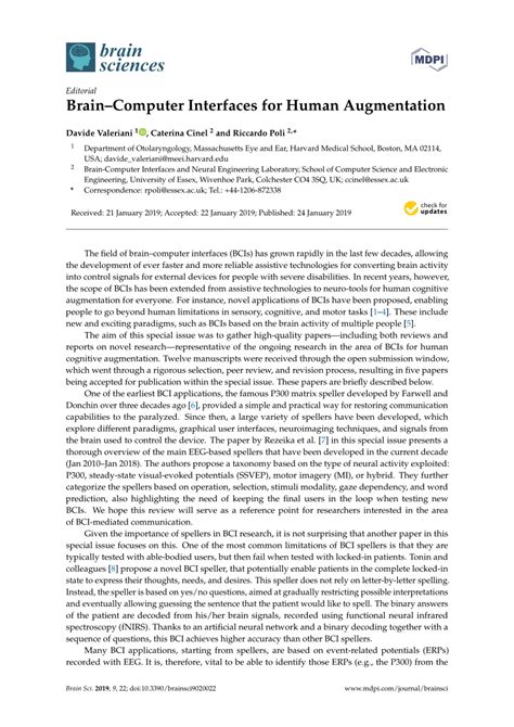 pdf brain computer interfaces for human augmentation