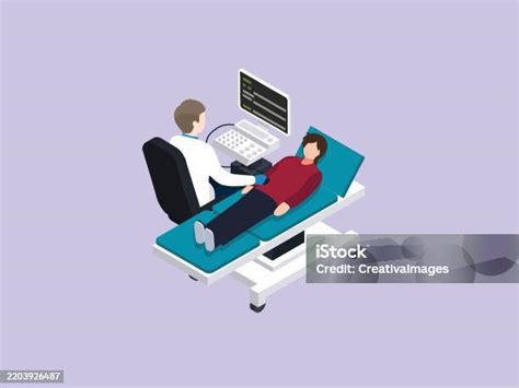 현대 의료 클리닉에서 초음파 검사를 수행하는 의사 의료 진단 3d 평면 벡터 일러스트 3차원 초음파에 대한 스톡 벡터 아트 및 기타 이미지 3차원 초음파 3차원 형태