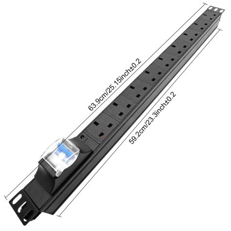 Pdu Power Strip 9 Ways 3pin Uk Socket Power Distribution Unit Aluminum Shell Air Switch Circuit