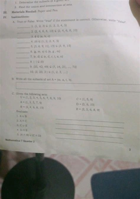 1 Determine The Subsets Of A Given Set 2 Find StudyX