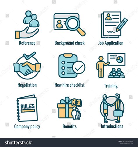 Hiring Process Icon Set W Benefits Stock Vector Royalty Free 1467460550 Shutterstock