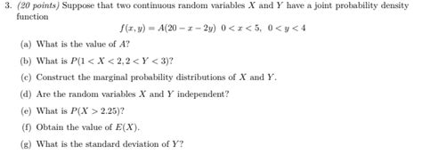 Solved Points Suppose That Two Continuous Random Chegg