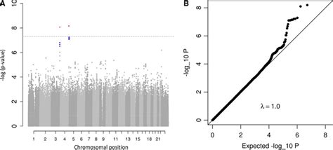 Manhattan Plot A And Quantilequantile Plot B For The Genome Wide