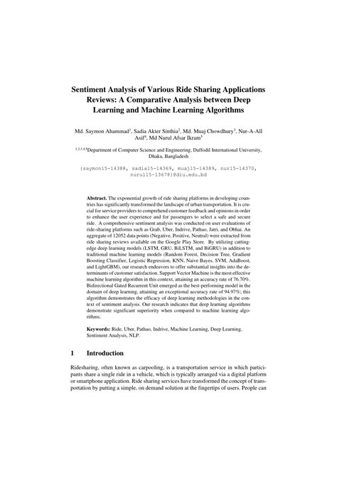 Pdf Sentiment Analysis Of Various Ride Sharing Applications Reviews A Comparative Analysis