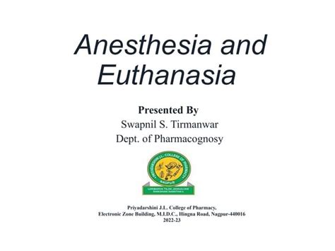 Anethesia And Euthanasia Presentation New Pptx