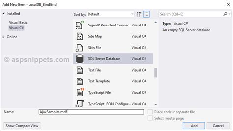 Populate Bind Gridview Using Localdb In Aspnet