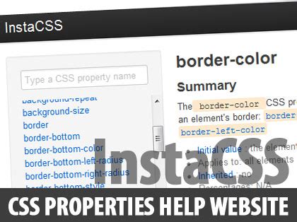 Css Properties Help Document With Syntax Instacss Html Css Graphic Design Blog