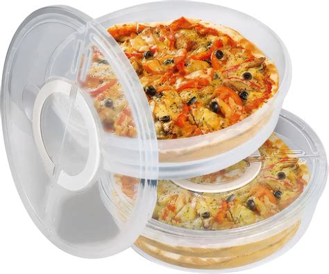 Pizza Storage Container 2pcs 12inch Round Pizza Slice Container With Lid Reusable Food Storage