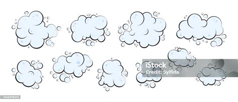 만화 거품 연기 팝 비누 또는 가스 구름 벡터 아이콘 푸른 물 거품 세트 손으로 그린 샴푸 비눗물 재미있는 일러스트레이션 개체 그룹에 대한 스톡 벡터 아트 및 기타 이미지