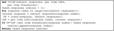 Code Snippet 1 TF IDF For Single Item Faking Detection Download Scientific Diagram