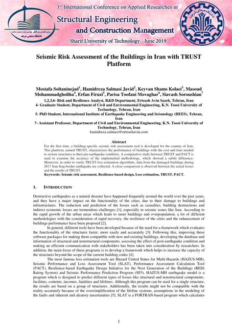 Pdf Seismic Risk Assessment Of The Buildings In Iran With Trust Platform