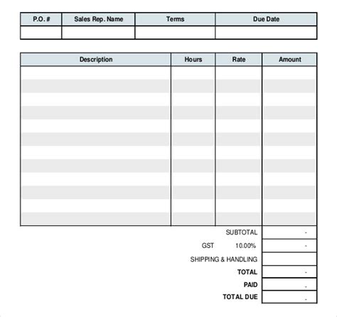 Invoice Template For Hourly Work