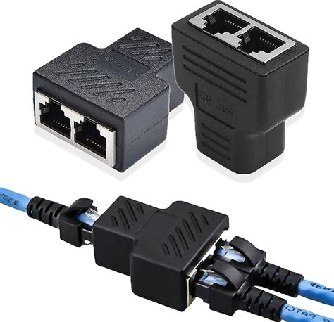 Fdealz® [ 2 Pieces ] Ethernet Splitter Adapter Rj45 Female 1 To 2