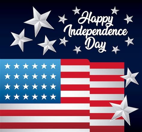 Premium Vector Happy Independence Day Card With Flag