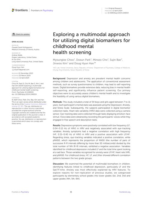 Pdf Exploring A Multimodal Approach For Utilizing Digital Biomarkers
