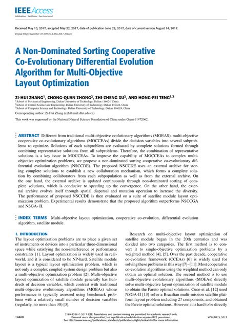 Pdf A Non Dominated Sorting Cooperative Co Evolutionary Differential