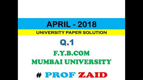 Fybcom Sem 1 Math April 2018 Q1 Shares And Mutual Funds Prof