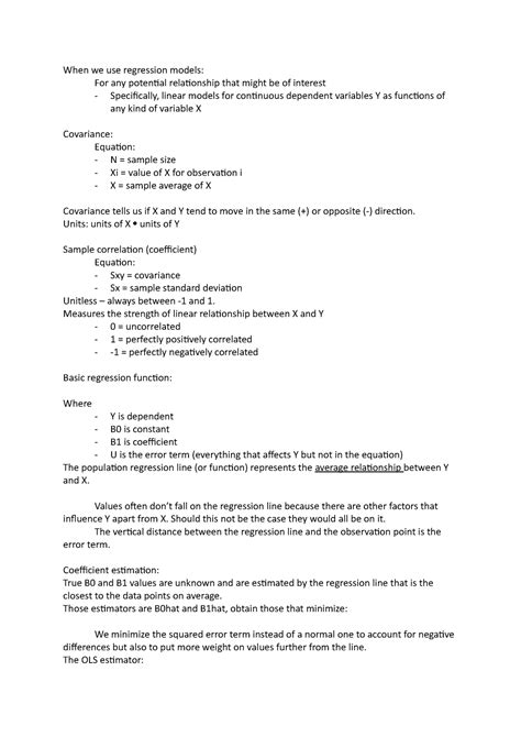 Tuesday Ols Simple Linear Regression Estimation And Goodness Of Fit