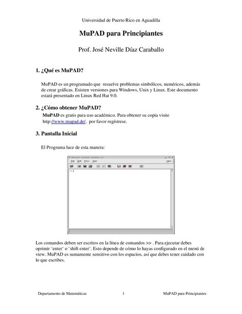 Tutorial Mupad Programa Del Matlab Docsity
