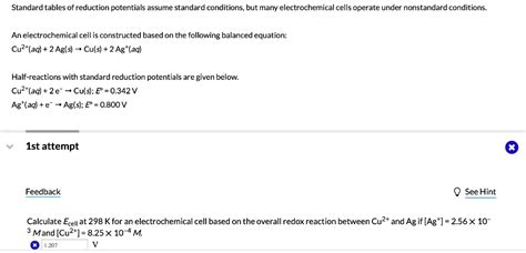 Standard Tables Of Reduction Potentials Assume Standar Conditions But