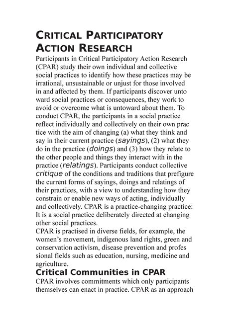 Critical Participatory Action Research If Participants Discover Unto
