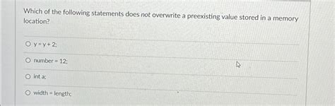 Solved Which Of The Following Statements Does Not Overwrite