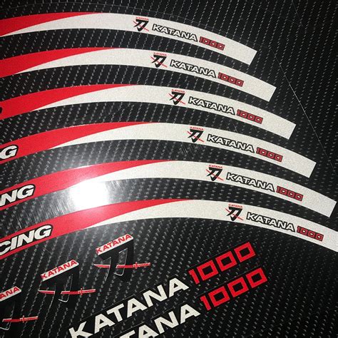 오토바이 스티커 휠 타이어 데칼 내부 바깥 쪽 테두리 반사 로고 장식 데칼 키트 세트 스즈키 Katana 1000스티커and스티커