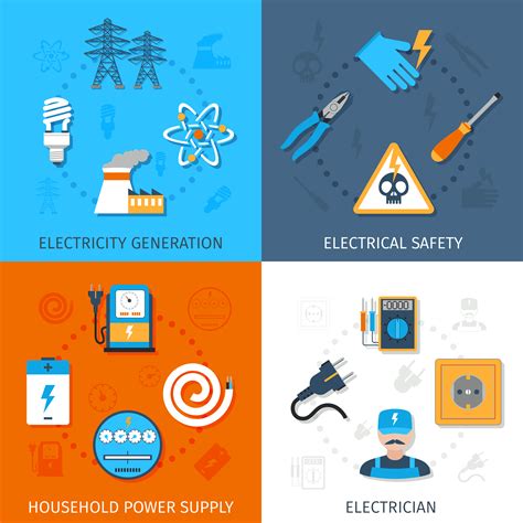 Electricity Flat Set 463281 Vector Art At Vecteezy