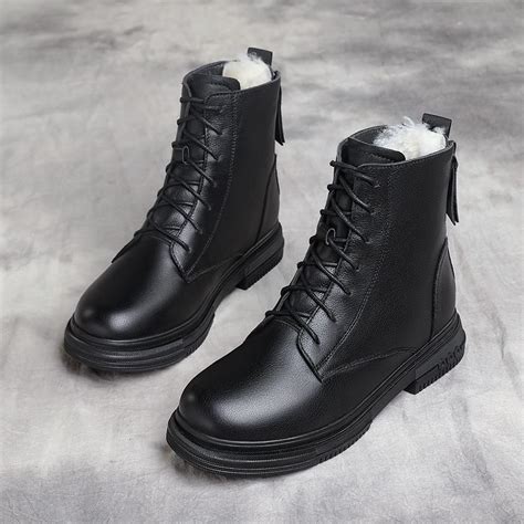 Купити Ботильйони Жіночі зимові черевики великого розміру Жіночі натуральні шкіряні вовняні