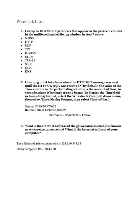 Week 2 Labs Wireshark Intro And Wireshark Intro List Up To 10