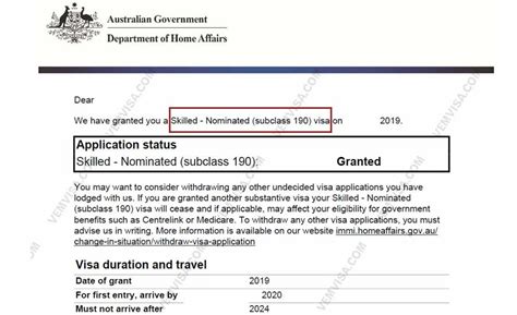 Australian Skilled Nominated Visa Subclass 190 Visa