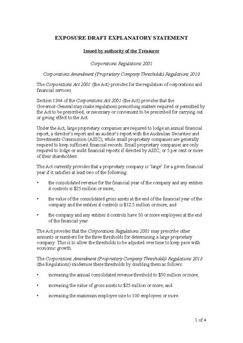 C2018 T342318 Explanatory Statement EXPOSURE DRAFT EXPLANATORY STATEMENT Issued By Authority