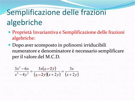 Cosa Sono Le Frazioni Algebriche Pptx