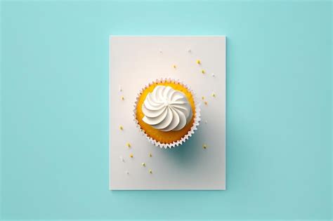 Premium Photo A Cupcake With A Lemon Icing On It