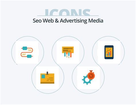 Seo Web And Advertising Media Flat Icon Pack 5 Icon Design Graph Wifi Watch Router